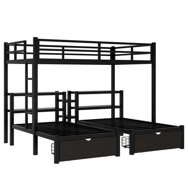 Isabelle & Max™ Full XL over Twin & Twin Triple Bunk Bed with Drawers, Multi-Functional Metal ...
